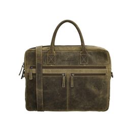 HIDE & STITCHES Leder-Businesstasche in Khaki - (B)40 x (H)30,5 x (T)7 cm - 65% | Herrentaschen