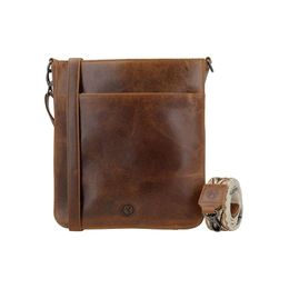 HIDE & STITCHES Leder-Umh&auml;ngetasche in Braun - (B)25 x (H)28 x (T)9 cm - 61% | Herrentaschen