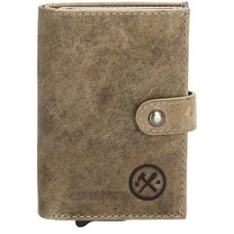 HIDE & STITCHES Leder-Geldb&ouml;rse "Idaho" in Taupe - (B)10 x (H)8 x (T)1,5 cm - 53% | Portemonnaies-etuis