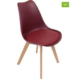 THE HOME DECO FACTORY 2er-Set: Esszimmerst&uuml;hle in Bordeaux - (B)49 x (H)82,5 x (T)52,5 cm - 68% | Sitzmoebel