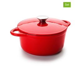 Ibili 2tlg. Set: Kasserolle in Rot - &Oslash; 24 cm - 43% | Kochgeschirr