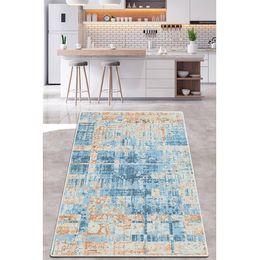 Conceptum Hypnose Kurzflor-Teppich ''Eclectic Djt'' in Blau/ Beige - 76% | Gr&ouml;&szlig;e 200x290 cm |