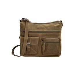HIDE & STITCHES Leder-Umh&auml;ngetasche in Oliv - (B)29 x (H)25 x (T)10 cm - 63% | Damen-taschen