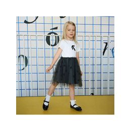 COOL CLUB Kleid in Wei&szlig;/ Anthrazit - 50% | Gr&ouml;&szlig;e 98 | Kinderkleider