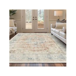 Conceptum Hypnose Kurzflor-Teppich ''Kece-Fr66'' in Beige/ Hellblau - 74% | Gr&ouml;&szlig;e 80x300 cm |