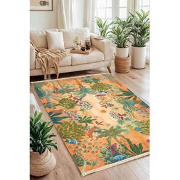 Conceptum Hypnose Baumwoll-Teppich ''168'' in Orange/ Gr&uuml;n - 76% | Gr&ouml;&szlig;e 150x230 cm |
