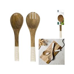 Ethnical Life 2tlg. Salatbesteck-Set in Braun/ Creme - (L)30 cm - 46% | Gedeckter-tisch