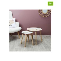 THE HOME DECO FACTORY 2er-Set: Beistelltische "Poesie" in Wei&szlig;/ Bunt - 70% | Tische