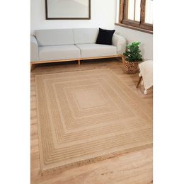 Conceptum Hypnose Kurzflor-Teppich ''Natura 6662'' in Beige - 75% | Gr&ouml;&szlig;e 80x300 cm |