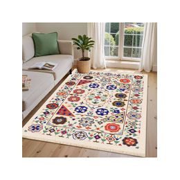 Conceptum Hypnose Baumwoll-Teppich ''312'' in Creme/ Bunt - 74% | Gr&ouml;&szlig;e 180x280 cm |
