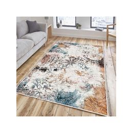 Mioli Kurzflor-Teppich in Beige/ Blau - 74% | Gr&ouml;&szlig;e 140x220 cm |
