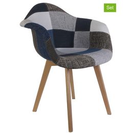 THE HOME DECO FACTORY 2er-Set: Esszimmerst&uuml;hle in Grau/ Blau - (B)64,5 x (H)85 x (T)59 cm - 72% | Sitzmoebel
