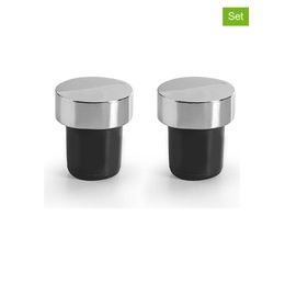 Ibili 2er-Set: Weinverschl&uuml;sse in Siber/ Schwarz - (H)3 cm - 20% | Gedeckter-tisch