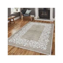 Conceptum Hypnose Kurzflor-Teppich ''Els1811'' in Beige/ Wei&szlig; - 73% | Gr&ouml;&szlig;e 80x150 cm |