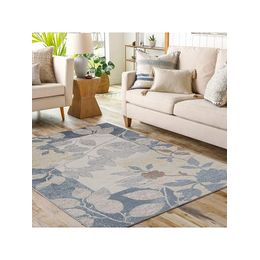 Conceptum Hypnose Baumwoll-Teppich ''Woopamuk182'' in Beige/ Blau - 74% | Gr&ouml;&szlig;e 100x300 cm |