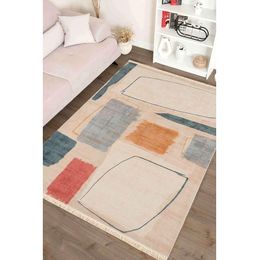 Conceptum Hypnose Baumwoll-Teppich ''150'' in Beige/ Bunt - 74% | Gr&ouml;&szlig;e 80x150 cm |