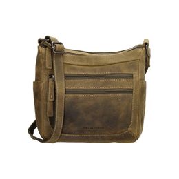 HIDE & STITCHES Leder-Umh&auml;ngetasche in Oliv - (B)24 x (H)22 x (T)10 cm - 59% | Damen-taschen