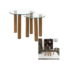 THE HOME DECO FACTORY Zweisatztisch in Transparent/ Hellbraun - 65% | Tische