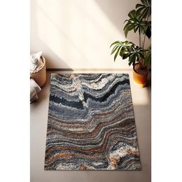 Conceptum Hypnose Kurzflor-Teppich ''CT-2087'' in Blau/ Braun - 74% | Gr&ouml;&szlig;e 80x200 cm |