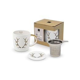 PPD Teetasse "Winter Antler" in Wei&szlig;/ Braun - 350 ml - 10% | Gedeckter-tisch