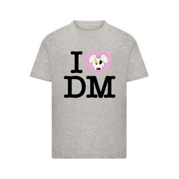 F4NT4STIC Shirt 'Danger Mouse I Love DM' Jungen Gr&ouml;&szlig;e 122/128 grau / rosa / schwarz
