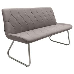 Novel Sitzbank, Grau, Edelstahl, Metall, Textil, 3-Sitzer, 155x87x65 cm, Esszimmer, B&auml;nke, Sitzb&auml;nke