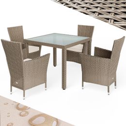 Casaria Polyrattan Garten-Sitzgruppe Bali 5-tlg Beige/Creme