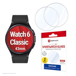 Displex Displayschutzglas &raquo;Smartwatch Glass Unbreakable Protector&laquo; f&uuml;r Samsung Galaxy Watch6 Classic 43 mm Packung, 2x Hybrid Glass, Displayschutzfolie, 