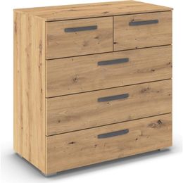 Rauch Schubkastenkommode &raquo;Sideboard Schubladenkommode OTELI mit Dekor- und Hochglanzfront&laquo; Breite 80 cm inkl. Soft-Close-Funktion, mit 5 ger&auml;umigen 