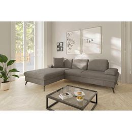 Sit & More sit&more Ecksofa &raquo;Morris Jubi L-Form, B: 247 cm&laquo; mit Armteilfunktion & 1 Zierkissen, optional Bettfunktion grau 100% Polyester