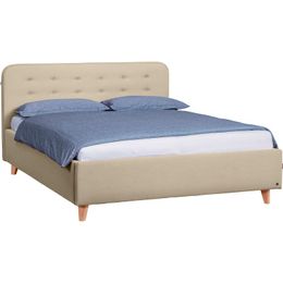 Tom Tailor HOME Polsterbett &raquo;NORDIC BED&laquo; mit Knopfheftung im Kopfteil, F&uuml;&szlig;e Buche natur Vintage Webstoff TUS (60% Baumwolle, 40% Leinen)
