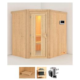 Karibu Sauna &raquo;Laila&laquo; Set, 3,6-kW-Plug & Play Ofen mit externer Steuerung beige