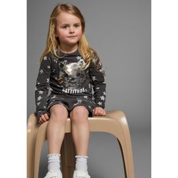 Kidsworld M&auml;dchen Kidsworld Jerseykleid &raquo;Kleid mit Pailletten&laquo; Shirtkleid mit s&uuml;&szlig;er Paillettenapplikation grau 104/110, N-Gr