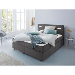 Home Affaire Boxbett &raquo;Luan&laquo; Schubk&auml;sten, LED-Beleuchtung und Topper, in Breite 120 cm und 180 cm grau Polyester