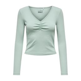 Only Damen Only Langarmshirt &raquo;ONLBETTY LIFE L/S SCALLOP V-NECK CC JRS&laquo; mit Raffung am Ausschnitt L