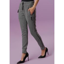 Aniston Casual Damen Aniston CASUAL Schlupfhose im trendigem Hahnentritt-Muster und Piping entlang der Seitenn&auml;hte schwarz-wei&szlig; 46, N-Gr