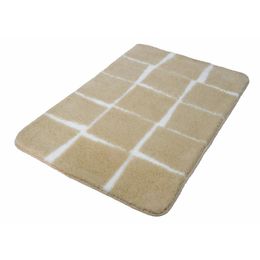 Kleine Wolke Badematte &raquo;Carat&laquo; H&ouml;he 20 mm rutschhemmend beschichtet fu&szlig;bodenheizungsgeeignet Badteppich, modernes Design, Pastell-Farben, waschbar beige Kunstfaser