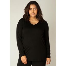 Base Level Curvy Damen Langarmshirt &raquo;Alize&laquo; Weiche, leicht gl&auml;nzende Qualit&auml;t schwarz 46
