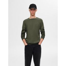 Selected Herren Selected Rundhalspullover &raquo;SLHBERG CREW NECK NOOS&laquo; Baumwolle, regular fit gr&uuml;n M