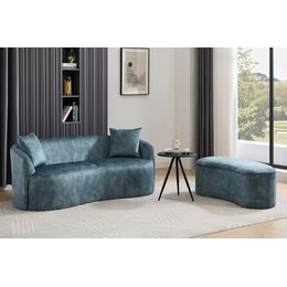 Riess Ambiente Extravagantes Sofa ELEMENTAL 180cm petrol Samt 2-Sitzer Couch Riess-Ambiente Wohnzimmer Glamour Modern