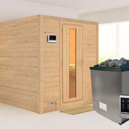 Karibu Sauna Mojave, 9 kW ext. Steuerung Easy Finnisch, Holzt&uuml;r mit Isolierglas,Klarglas,ohne Dachkranz