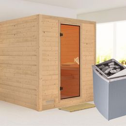 Karibu Sauna Mojave, 9 kW int. Steuerung, bronziert,Ganzglast&uuml;r,ohne Dachkranz