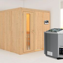 Karibu Sauna Rodin, 9 kW ext. Steuerung Easy Bio, Holzt&uuml;r mit Isolierglas,Klarglas,ohne Dachkranz