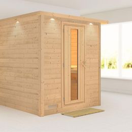 Karibu Sauna Mojave, ohne Ofen, Holzt&uuml;r mit Isolierglas,Klarglas,mit Dachkranz