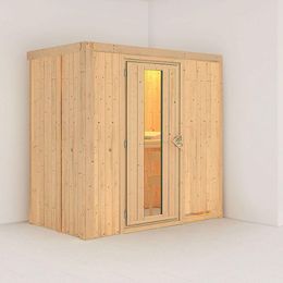 Karibu Sauna Variado, ohne Dachkranz, Holzt&uuml;r mit Isolierglas,Klarglas