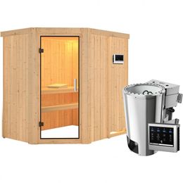 Karibu Sauna Saja, Easy Bio 3,6 kW Ofen, Ganzglast&uuml;r,Klarglas,ohne Dachkranz