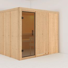 Karibu Sauna Gobin, ohne Ofen, Ganzglast&uuml;r,graphit,ohne Dachkranz