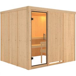 Karibu Sauna Gobin, ohne Ofen, Ganzglast&uuml;r,Klarglas,ohne Dachkranz