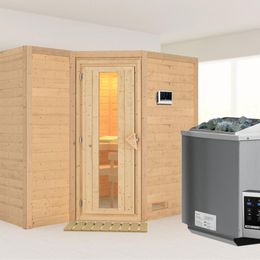 Karibu Sauna Sahib 2, 9 kW ext. Steuerung Easy Bio, Holzt&uuml;r mit Isolierglas,Klarglas,ohne Dachkranz