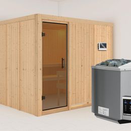 Karibu Sauna Gobin, 9 kW ext. Steuerung Easy Bio, Ganzglast&uuml;r,graphit,ohne Dachkranz